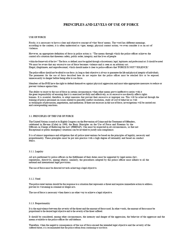Principles and Levels of Use of Force | PDF | Use Of Force | Police