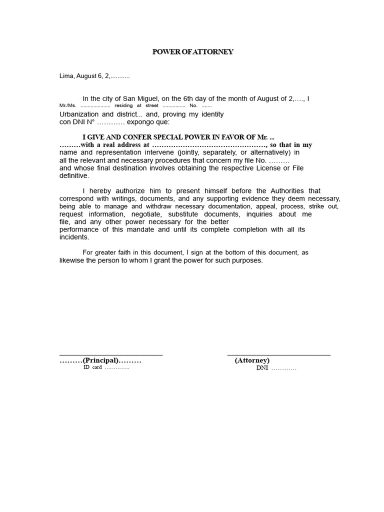 Power of Attorney | PDF
