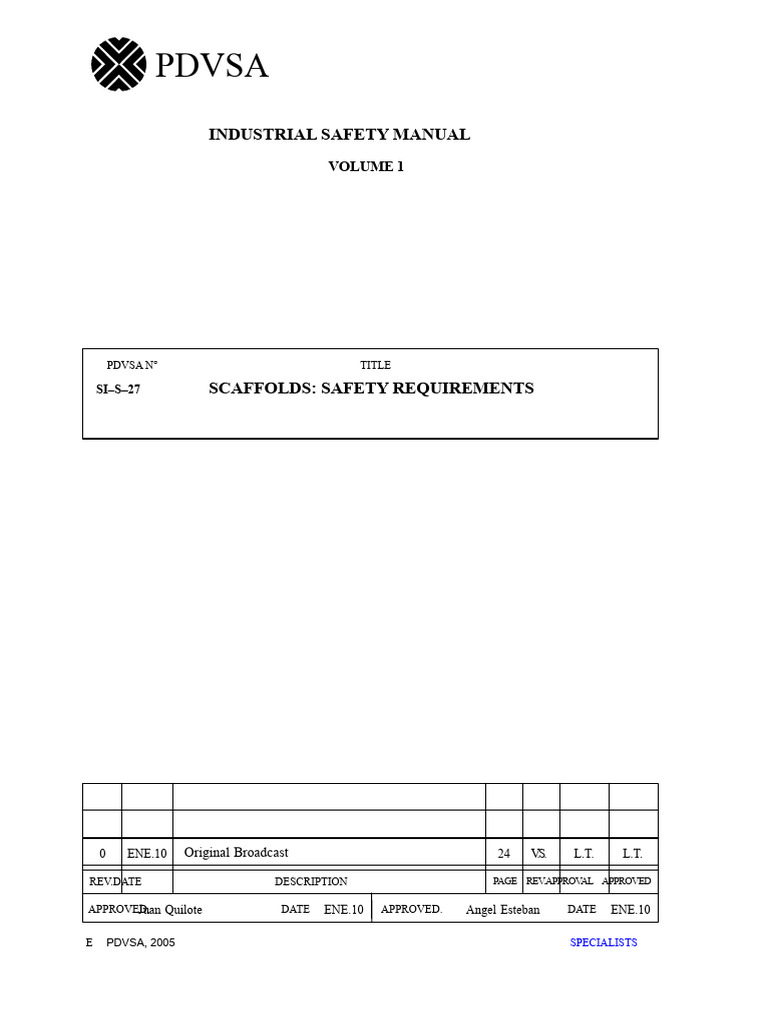PDVSA Scaffolding Safety Manual | PDF | Scaffolding | Occupational ...