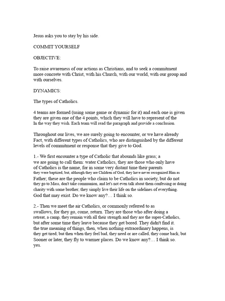 Types of Catholics and Commitment to Christ | PDF | Catholic Church | Jesus