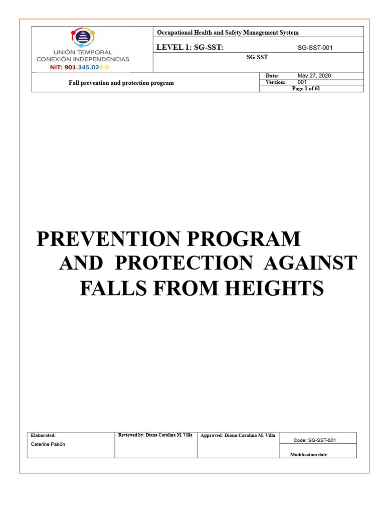 FALL PREVENTION AND PROTECTION PROGRAM | PDF | Occupational Safety And ...