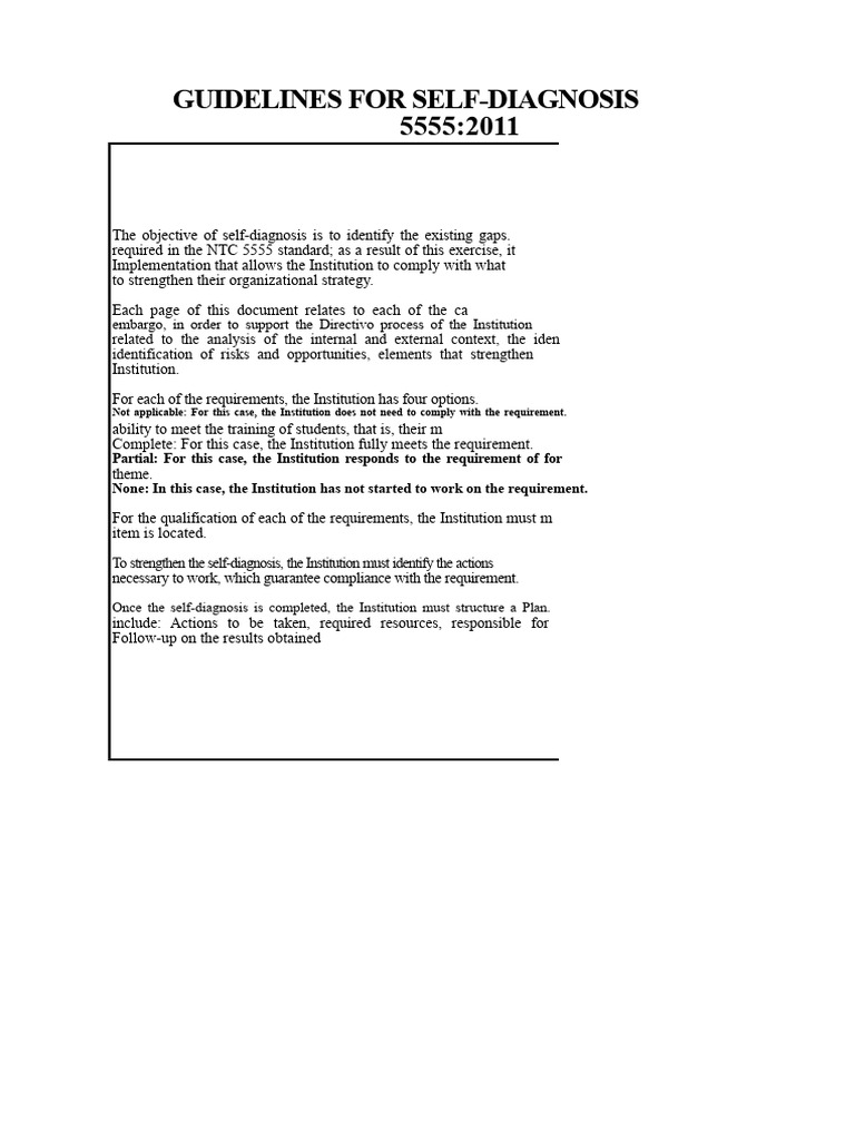 Annex 1-Self-Diagnosis NTC 5555 V1 250618 | PDF | Audit | Internal Audit