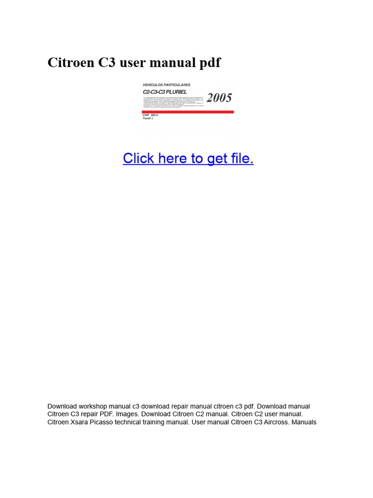 Citroen C3 User Manual PDF | PDF | Automotive Industry | Car Manufacturers