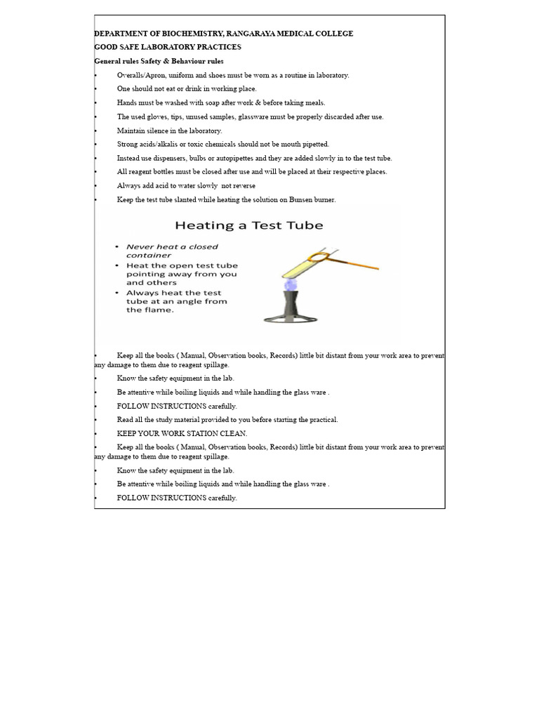 Safe Laboratory Practices Guide | PDF