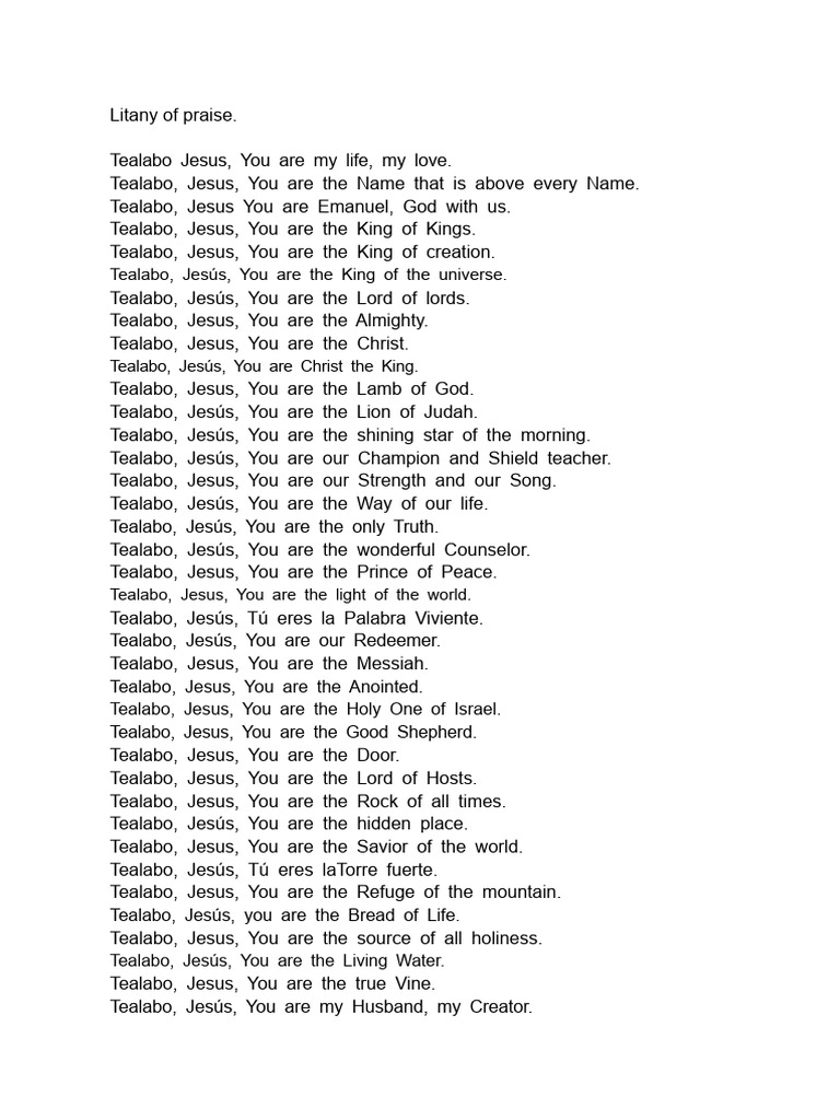 Litany of Praise to Jesus Christ | PDF | Jesus | Justification (Theology)