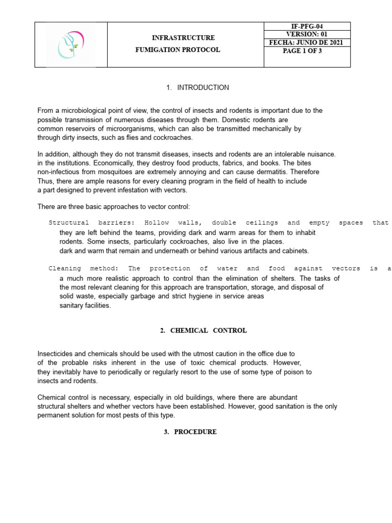 4 - Fumigation Protocol | PDF | Pest Control | Pest (Organism)