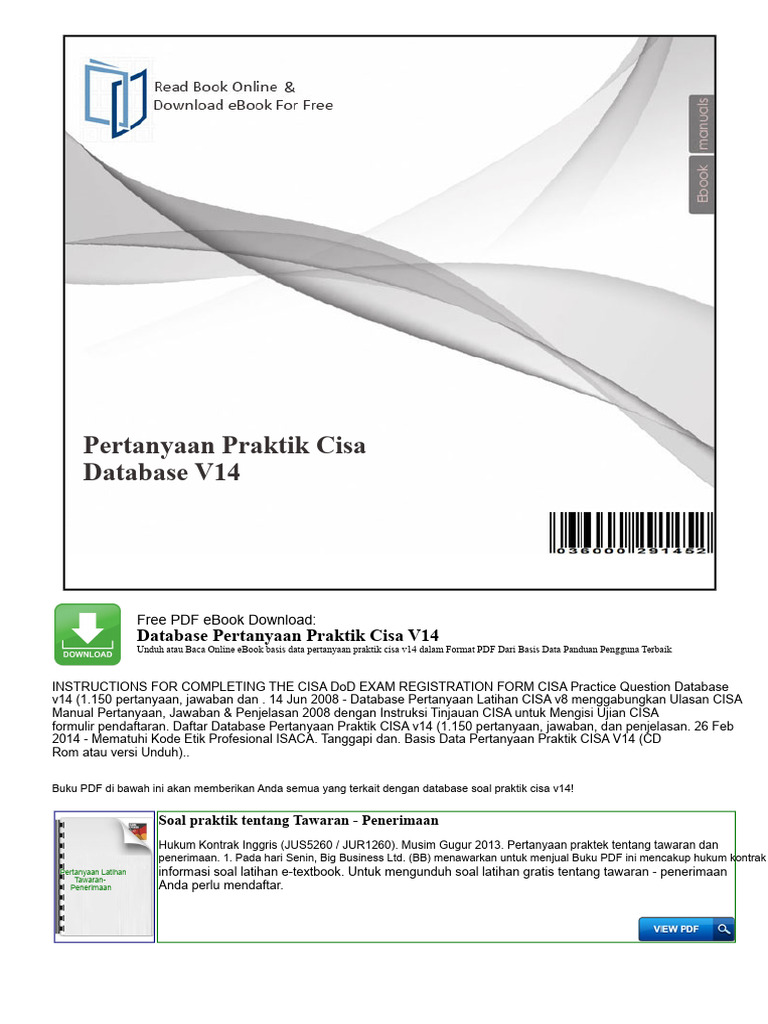 Basis Data Pertanyaan Latihan Cisa V14 | PDF