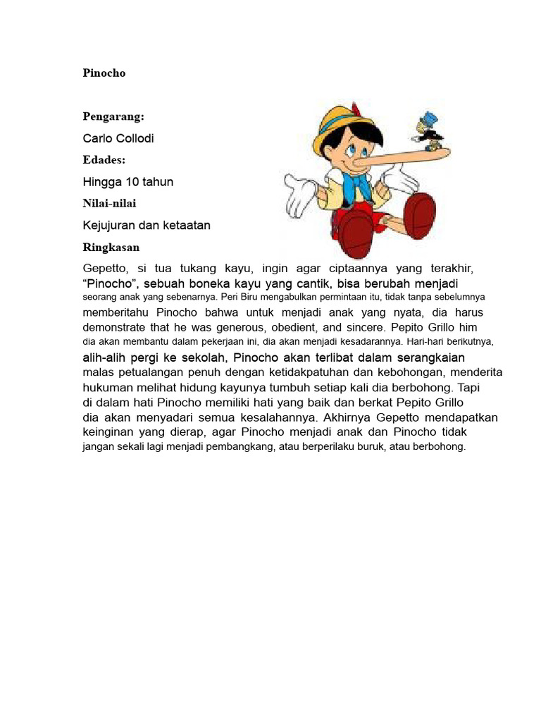 Pinokio Cerita pendek | PDF
