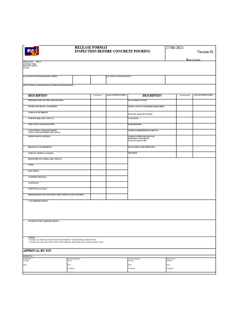 RELEASE FORMAT BEFORE EMPTYING | PDF | Concrete | Building Technology