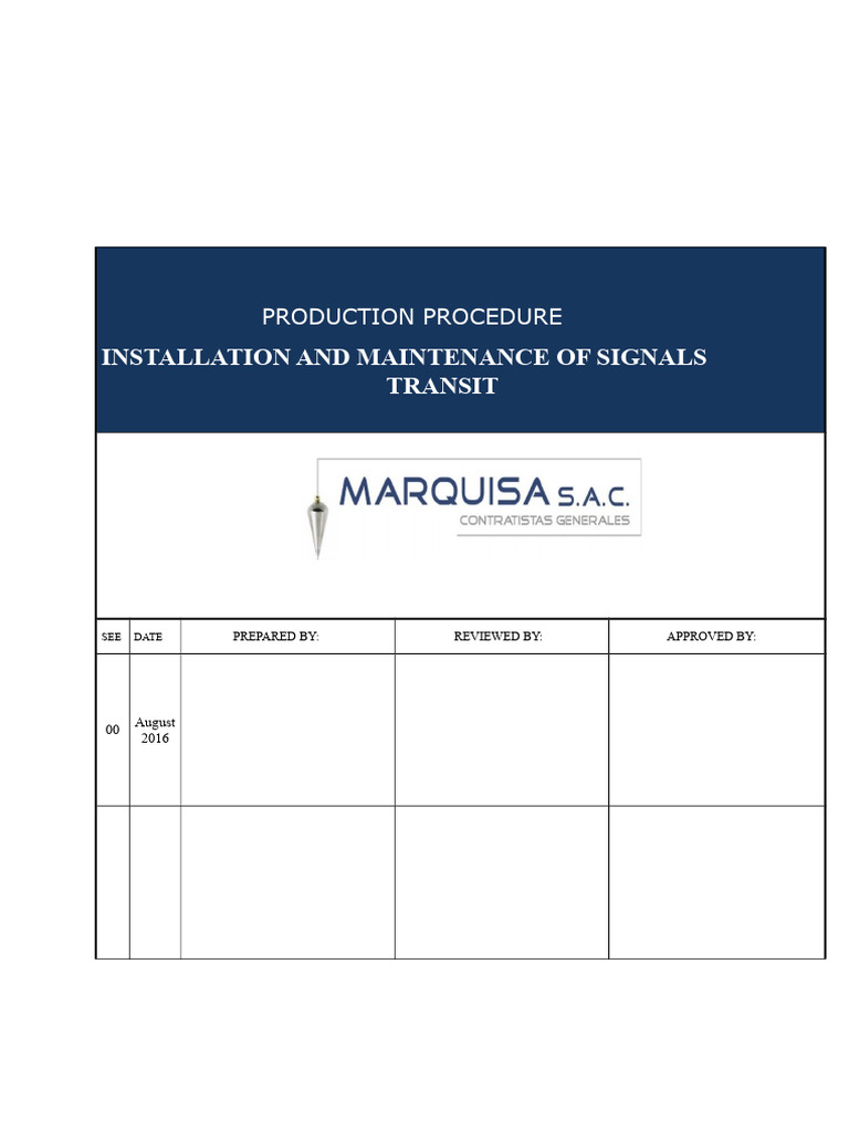Production Procedure Installation of Traffic Signs Rev02 | PDF | Risk