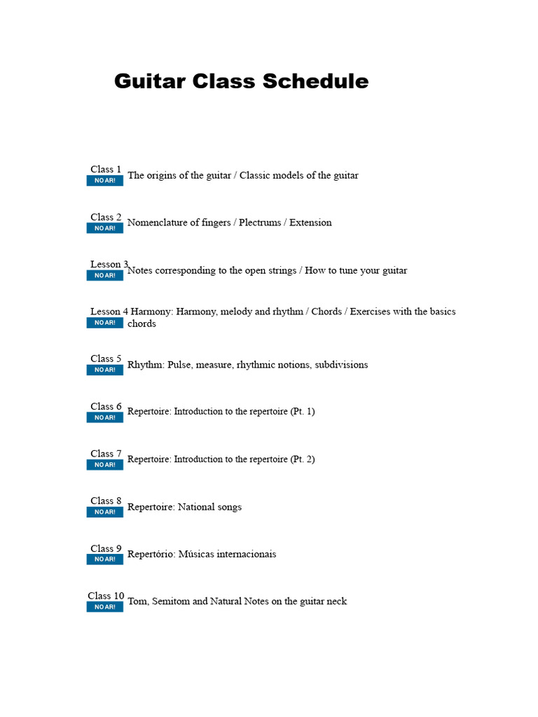 Comprehensive Guitar Class Schedule | PDF | Mode (Music) | Harmony