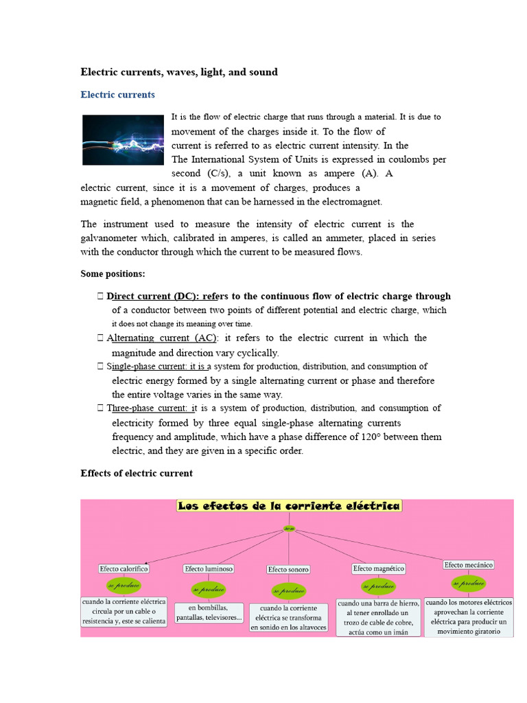 Electric Currents, Waves, Light and Sound | PDF | Waves | Light