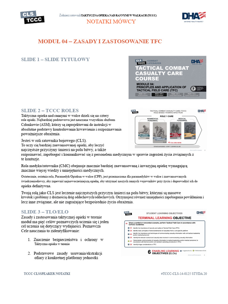 TCCC Sperker Notatki | PDF