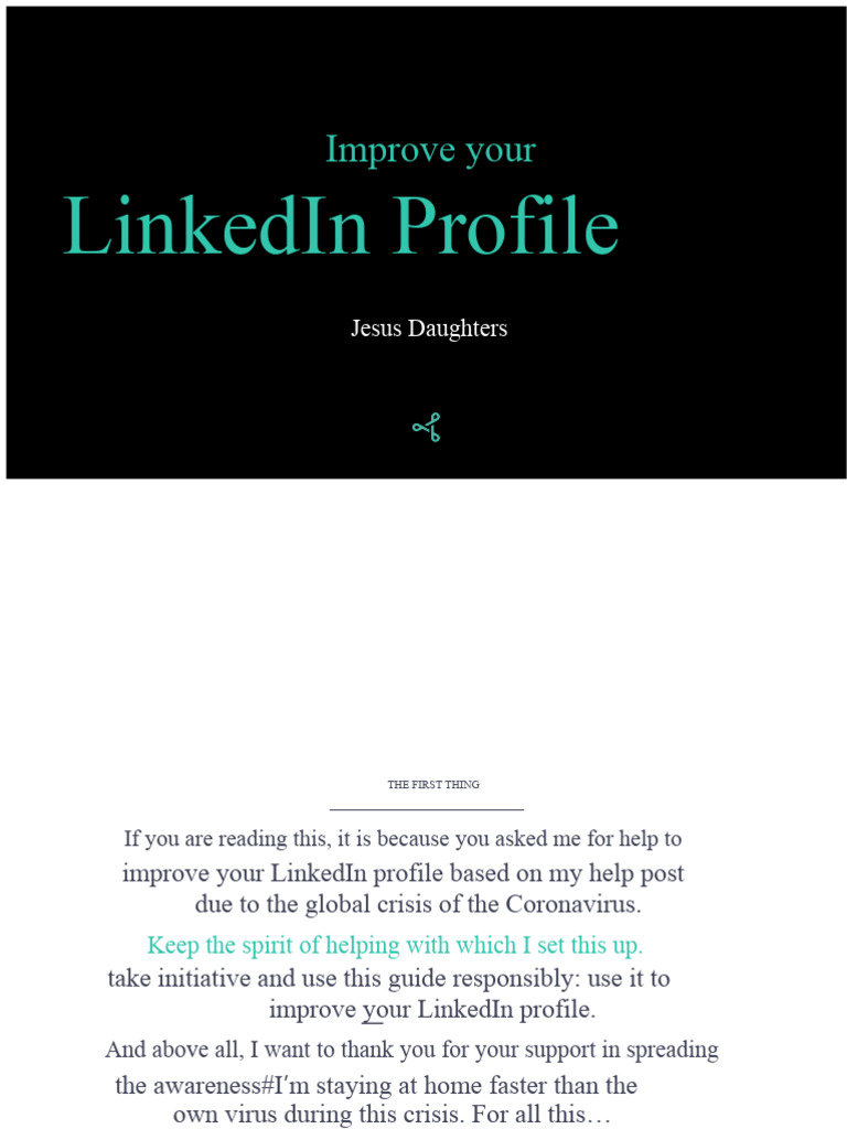 Improve Your LinkedIn Profile - Jesus Hijas PDF | PDF | Linked In