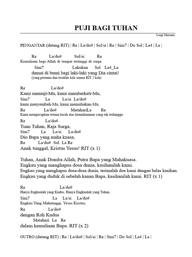 Kemuliaan bagi Tuhan (L. Mariano) | PDF
