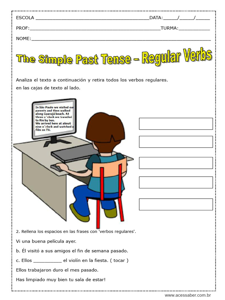 Regular Verbs in English 9th Grade | PDF | Lingüística