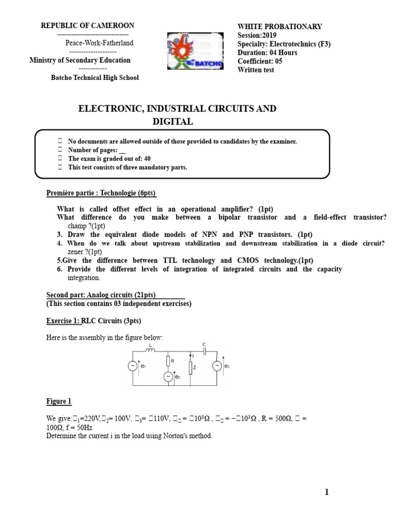 WHITE EXAMINATION CIRCUITS - Breme | PDF | Amplifier | Digital Electronics