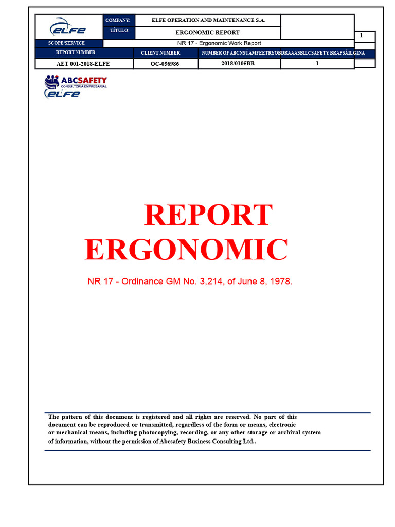 1_ Ergonomic Report - Rev. 0 | PDF | Risk | Business