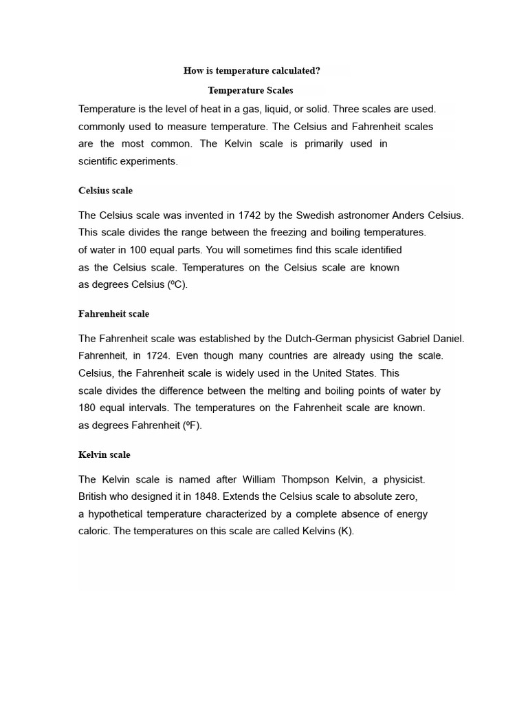 How Is Temperature Calculated? | PDF | Fahrenheit | Celsius