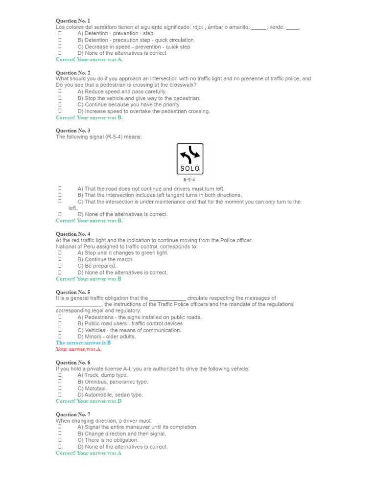 MTC Driver's License Questions | PDF | Traffic | Traffic Light