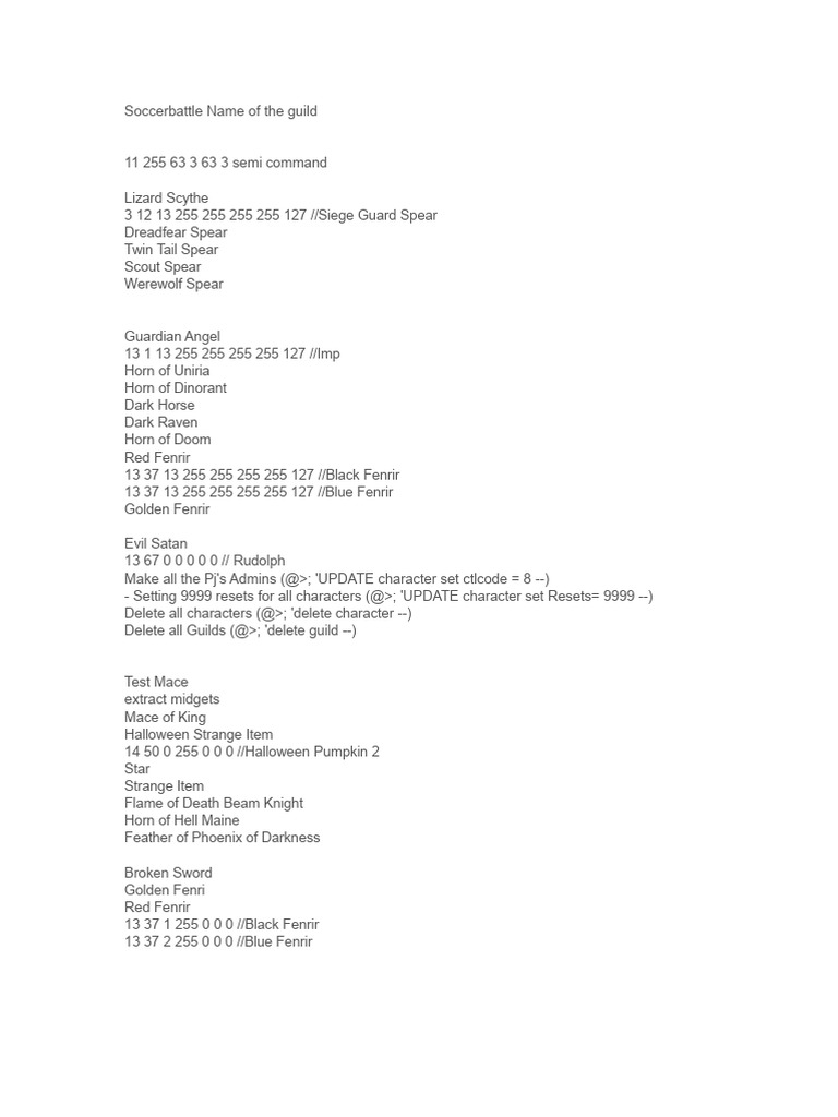 Mu Online Command Codes | PDF
