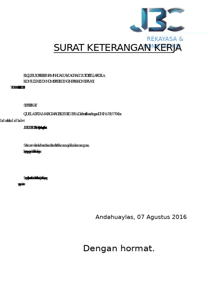 Surat Keterangan Kerja | PDF