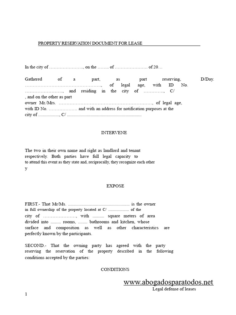 Rental Housing Reservation Document | PDF | Lease | Leasehold Estate