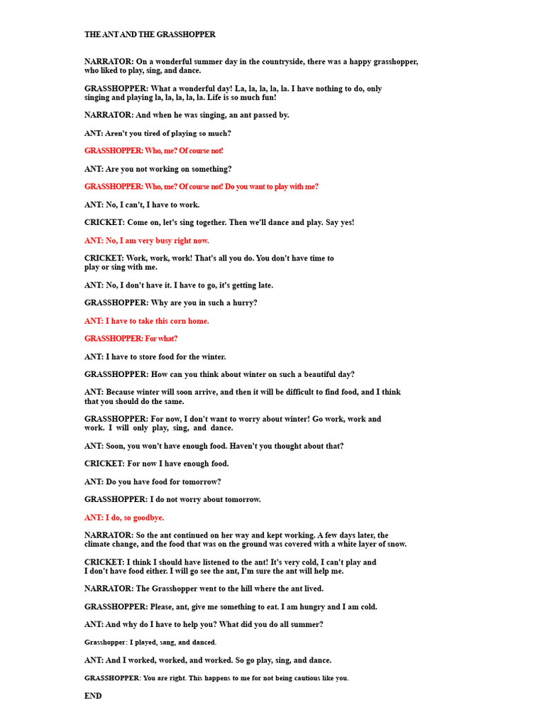 The Ant and the Grasshopper | PDF