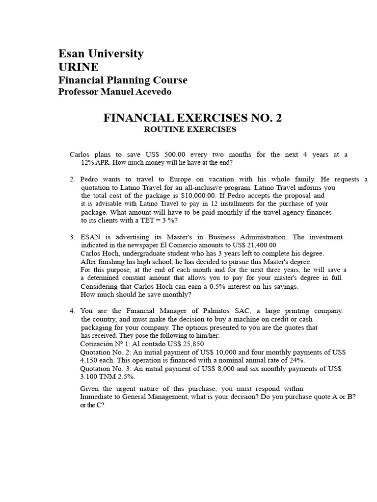 04 02. Routine Financial Exercises 2 | PDF | Interest | Debt