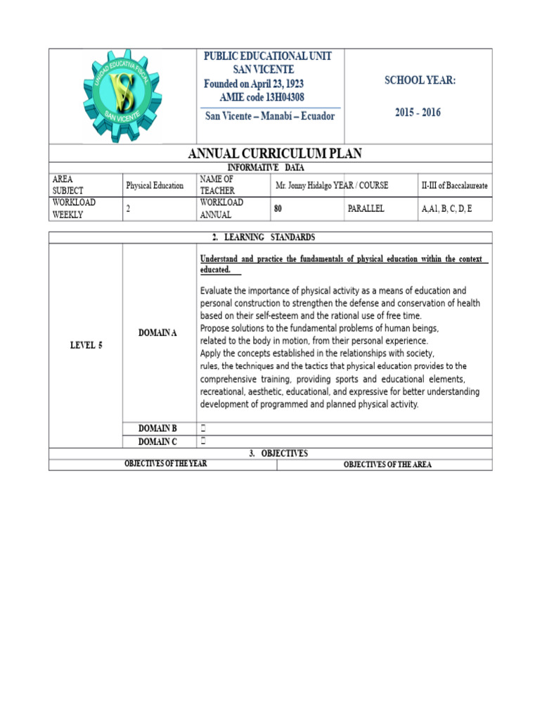 Annual Physical Education Curriculum Plan | PDF | Gymnastics | Physical ...