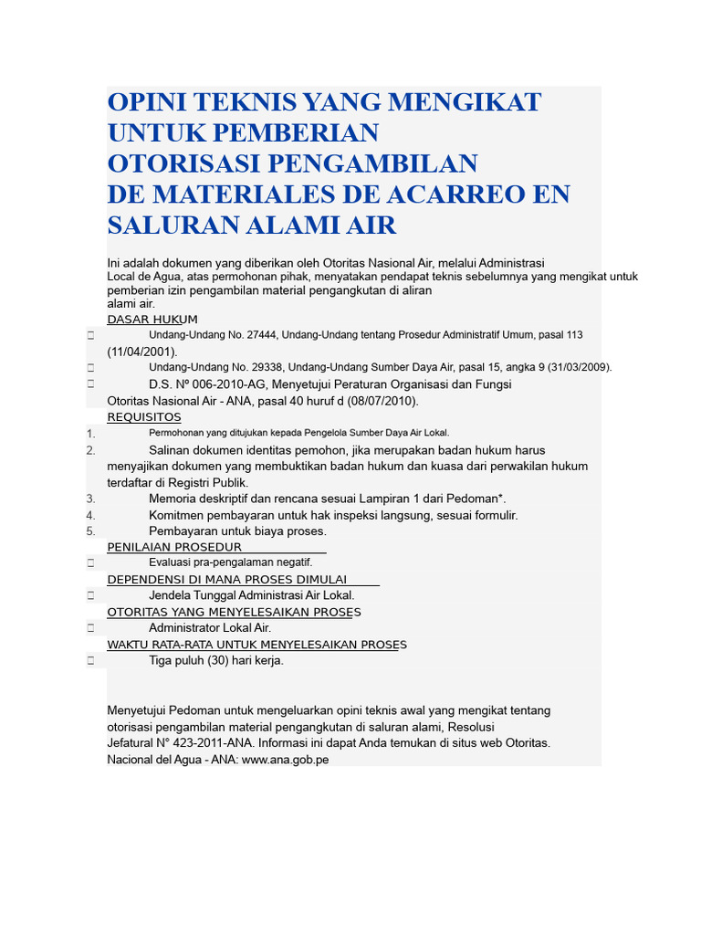 Izin Pengambilan Material Air Alami | PDF