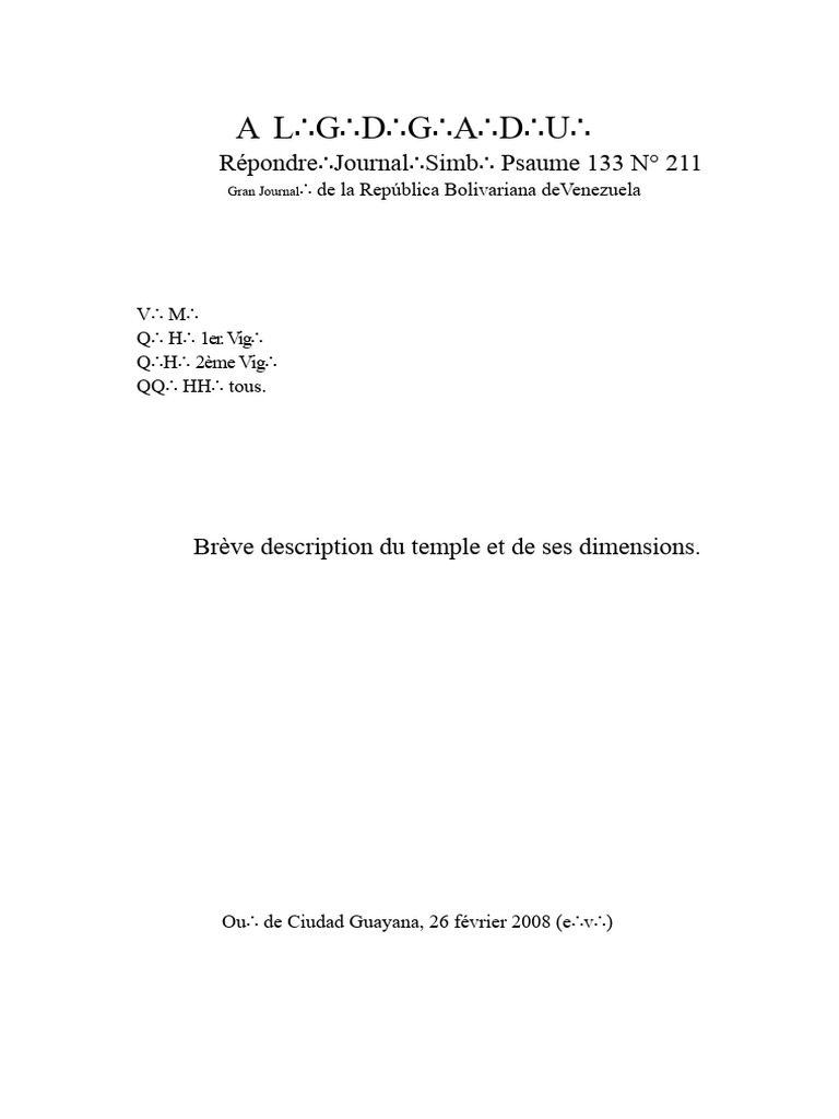 Dimensions Et Description Du Temple. | PDF