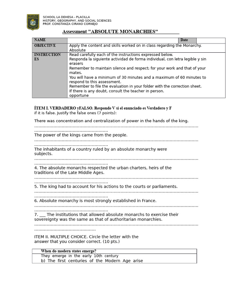 Evaluation of Absolute Monarchies | PDF | Monarch | Estates (Social Groups)