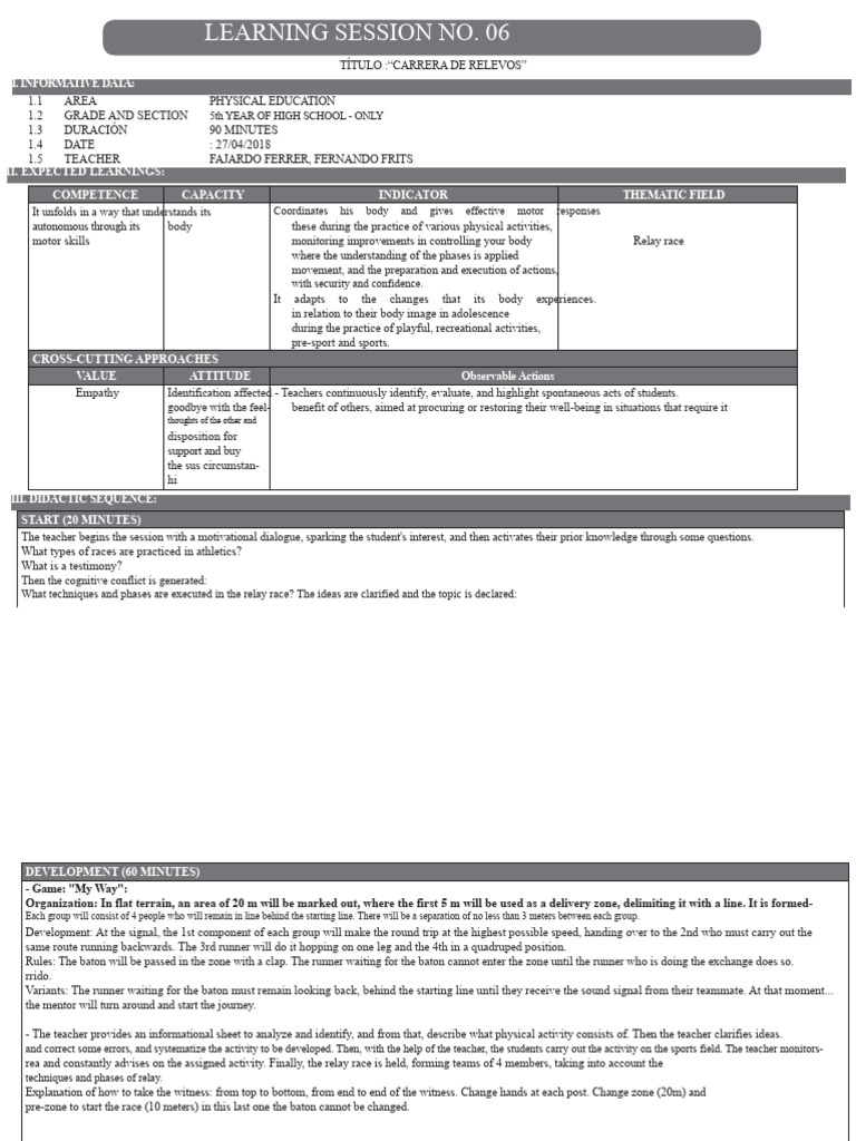 Learning Sessions 5th Year of Secondary_no.6_Relay Race | PDF ...