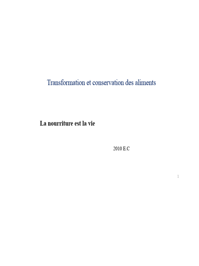Transformation et conservation des aliments | PDF | Nourritures ...
