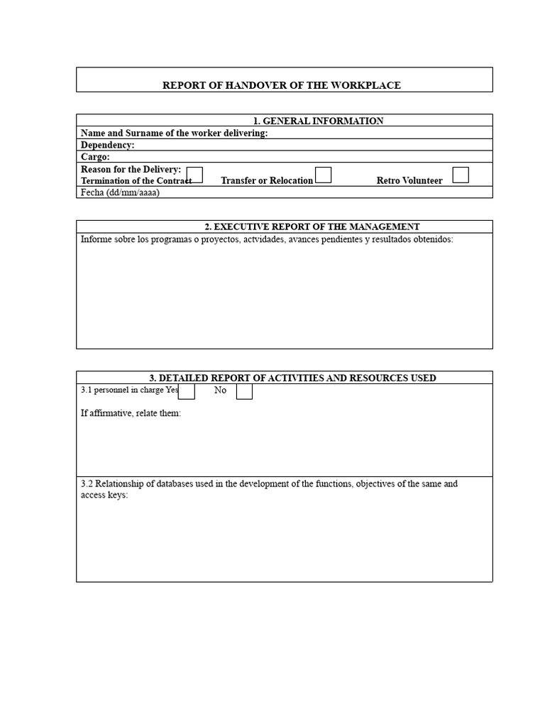 Minutes of Handover of Work Position | PDF