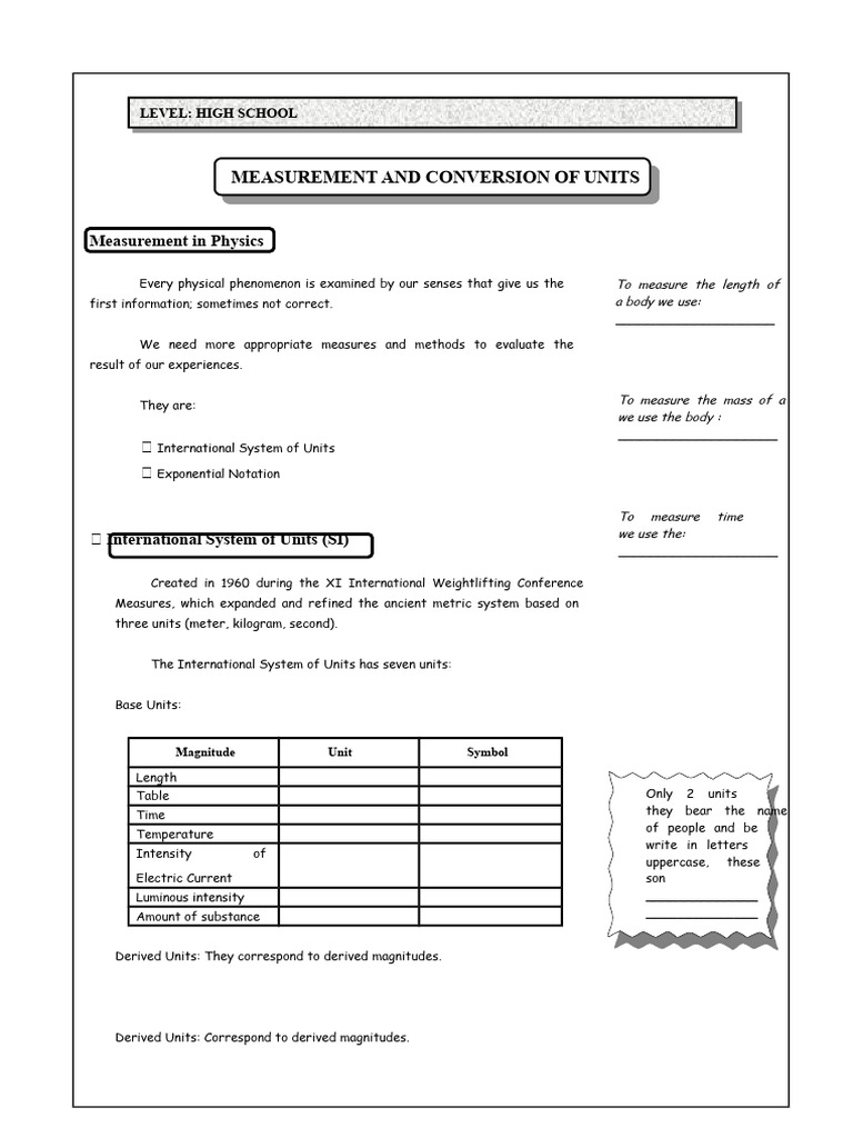 Measurement and Conversion of Units.doc | PDF | International System Of Units | Quantity