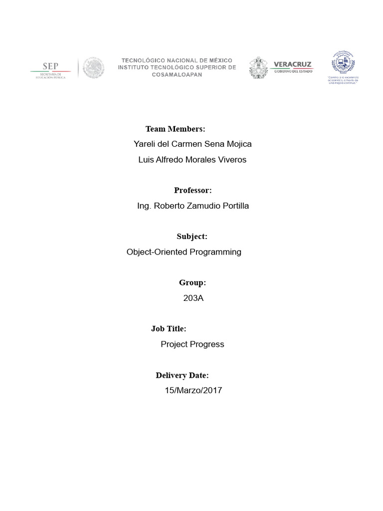 Object-Oriented Programming Project PDF | PDF | Method (Computer Programming) | Class (Computer ...