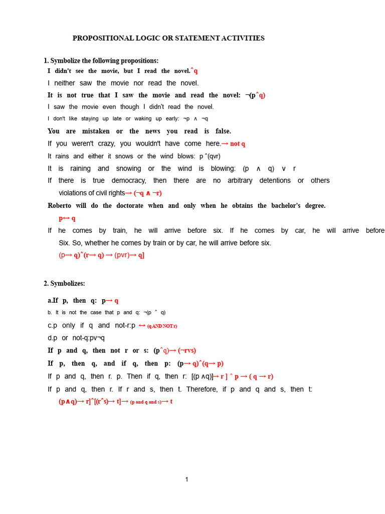 Propositional Logic Solved Exercises | PDF | Logic | Syntax (Logic)