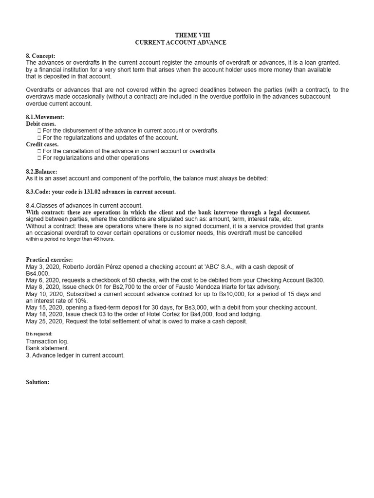 Advance in Current Account | PDF | Transaction Account | Overdraft