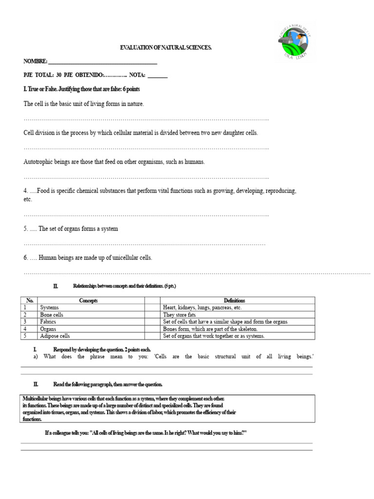 Test Cell 7th Grade | PDF | Cell (Biology) | Adipose Tissue