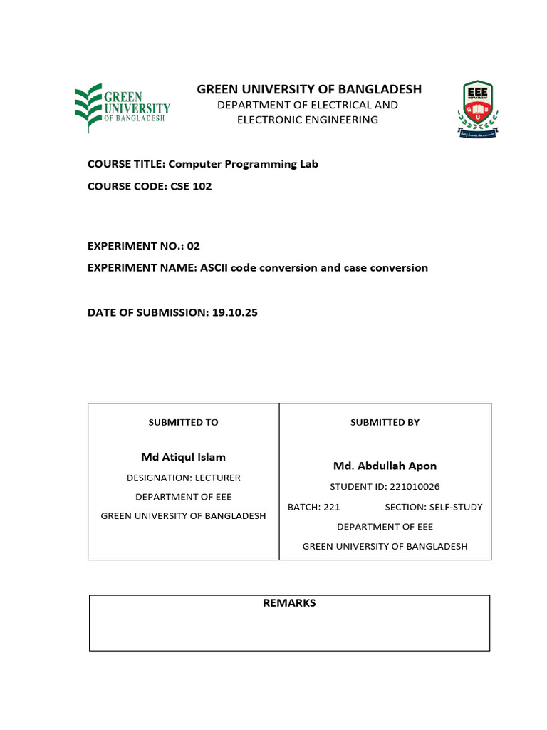 Lab 02 - 221010026 - Self-Study | PDF | Ascii | Code