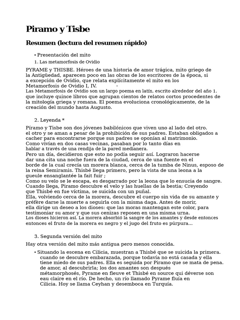 Piramo y Tisbe | PDF | Ovidio
