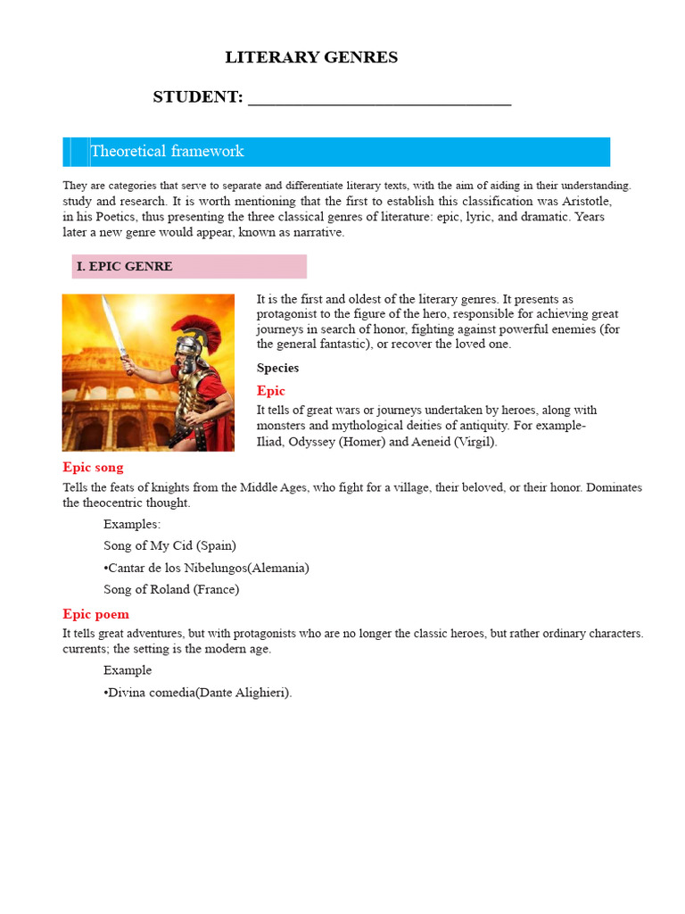 Literary Genres | PDF | Epic Poetry | Genre