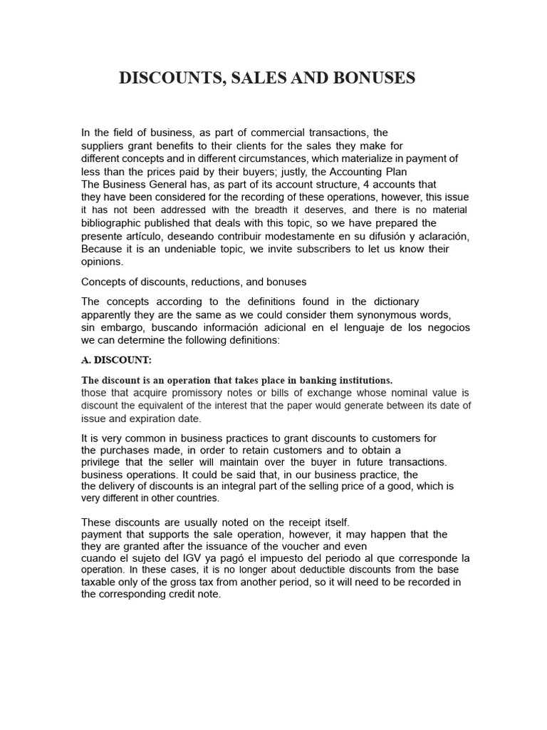 Understanding Discounts and Bonuses in Business | PDF | Receipt | Payments
