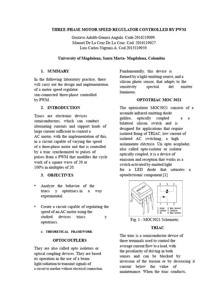 Three-Phase Motor Speed Controller Controlled by PWM | PDF | Diode ...