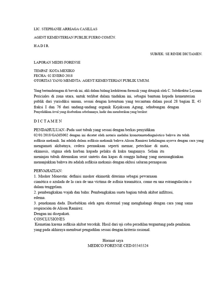 Laporan medis forensik | PDF