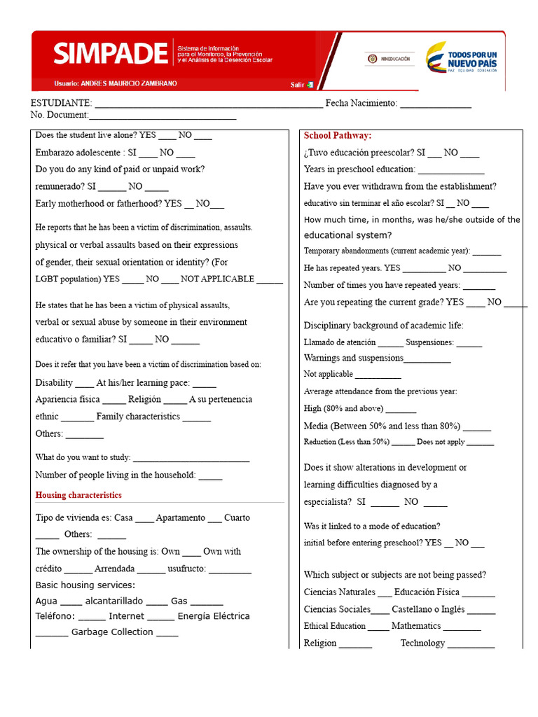 Simpade Student Form Word | PDF | Injustice | Social Ethics