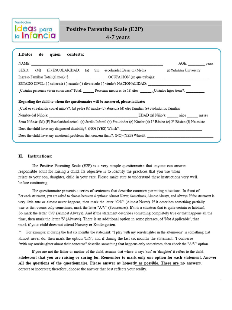 Parenting Scale 4-7 Years | PDF | Parenting | Childhood
