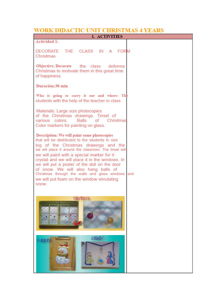 Work Didactic Unit Christmas 4 Years | PDF | Santa Claus | Christmas